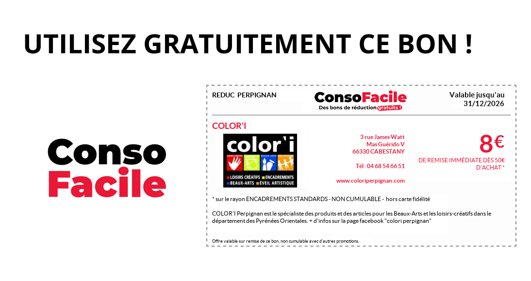 Bon de réduction COLOR'I sur REDUC PERPIGNAN - bons plans Loisirs, Culture