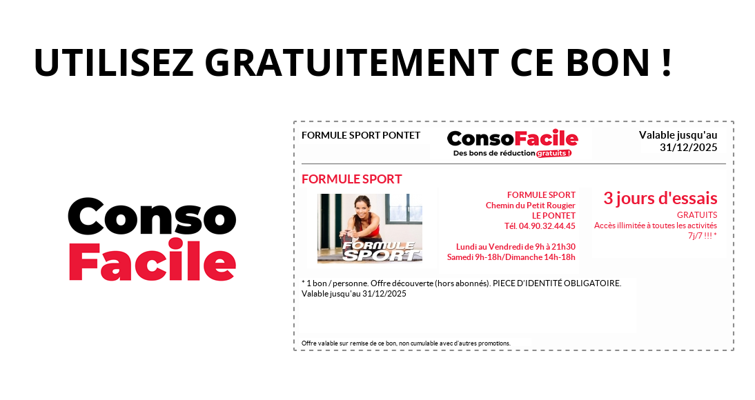 Bon de réduction FORMULE SPORT sur FORMULE SPORT PONTET - bons plans ...